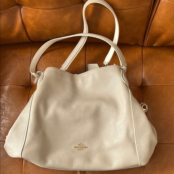 Coach | Bags | Coach Cream Leather Shoulder Bag With Minimalist Design ...